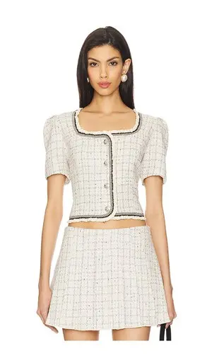 Astr The Label Zoela Tweed Cropped Jacket