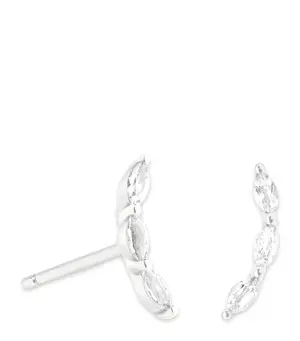 ASTRID & MIYU Marquise Stud Earrings In White Gold And White Topaz
