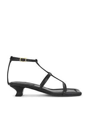 BY MALENE BIRGER Leather Strappy Square Toe Heeled Sandals - Black