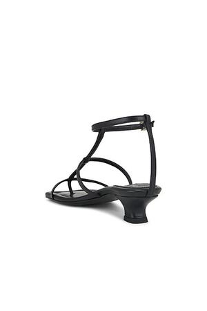 BY MALENE BIRGER Leather Strappy Square Toe Heeled Sandals - Black