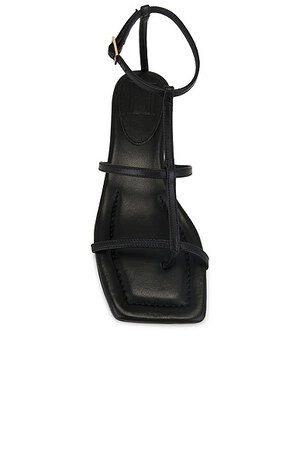 BY MALENE BIRGER Leather Strappy Square Toe Heeled Sandals - Black