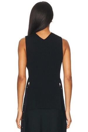 Proenza Schouler Sleeveless Ribbed Knit Top With Grommet Detail - Black