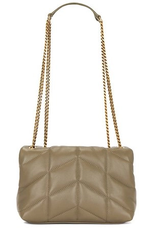 Saint Laurent Mini Puffer Bag With Gold-tone Cassandre Logo - Strong Moss