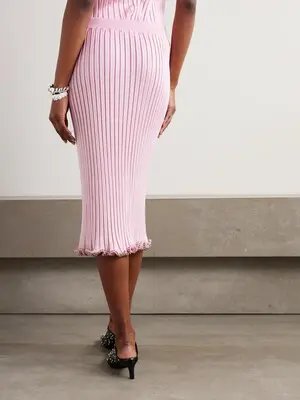 JIL SANDER Ribbed-knit Midi Skirt With Embellished Hem