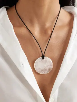 SOPHIE BUHAI Medium Full Moon Cord Necklace With Quartz And Silver - Neutrals