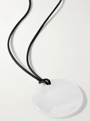 SOPHIE BUHAI Medium Full Moon Cord Necklace With Quartz And Silver - Neutrals