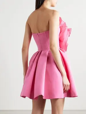 Carolina Herrera Strapless Appliquéd Silk-faille Mini Dress