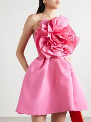 Carolina Herrera Strapless Appliquéd Silk-faille Mini Dress