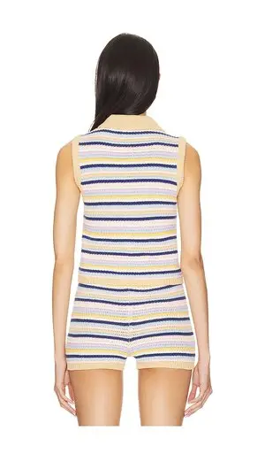 LOVERS AND FRIENDS Donna Crochet Polo Top