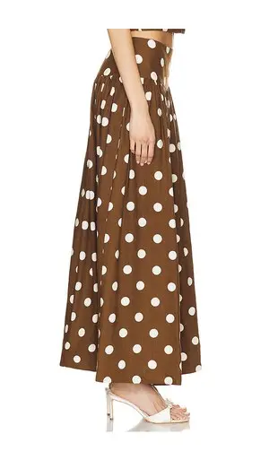 Majorelle Polka Dot Linen Maxi Skirt