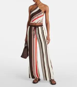 SIR. Thistle Silk Satin Wide-leg Trousers