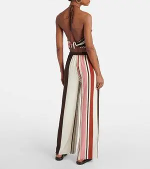 SIR. Thistle Striped Silk Satin Open-back Top
