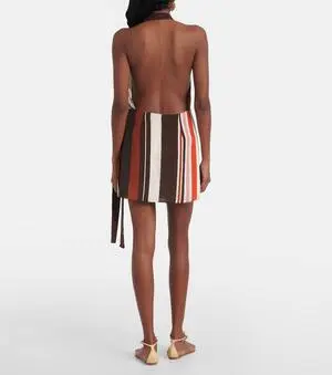 SIR. Thistle Striped Silk Satin Mini Dress