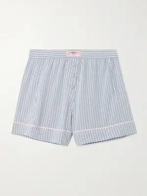 GANNI Crystal-embellished Striped Poplin Shorts