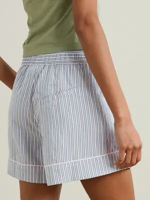 GANNI Crystal-embellished Striped Poplin Shorts