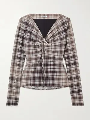 Acne Studios Checked Ruched Stretch-jersey Top - Multi