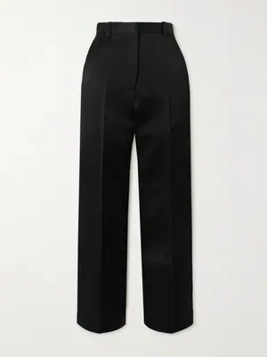 Loro Piana Duchesse Silk-satin Straight-leg Trousers - Black