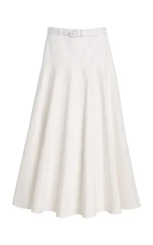 BRANDON MAXWELL Exclusive Riviera Belted Cotton Midi Skirt