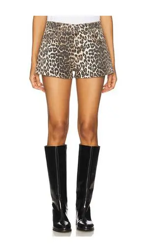 GANNI Print Denim Hotpants - Brown