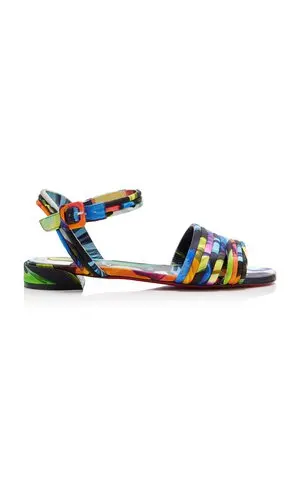 CHRISTIAN LOUBOUTIN Printed Satin Ankle Strap Sandals - Multi