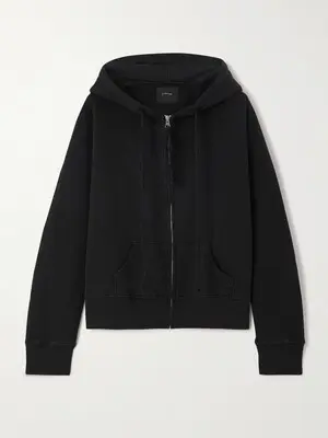 NILI LOTAN Callie Cotton-jersey Hoodie - Black
