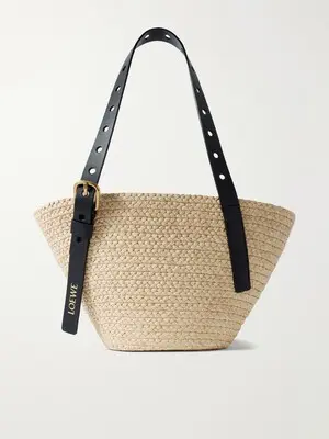 Loewe Punch Hole Small Raffia Tote - Neutrals