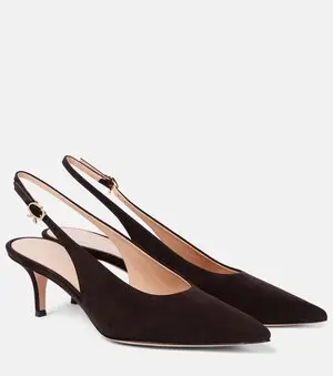 GIANVITO ROSSI Robbie 55 Suede Slingback Pumps - Brown
