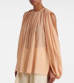 Stella McCartney Draped Silk Chiffon Blouse