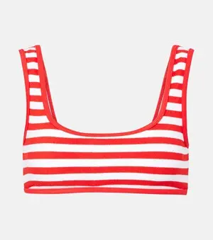 Jade Swim Jade Swim Rounded Edges Striped Terry Bikini Top Red