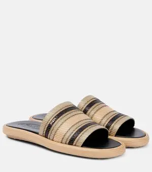 TOD'S Striped Open Toe Mules