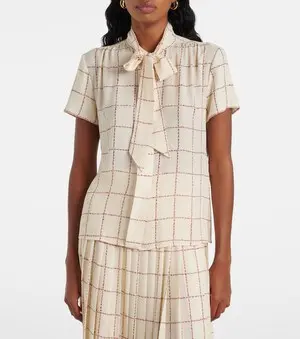 Loro Piana Febe Checked Silk Blouse