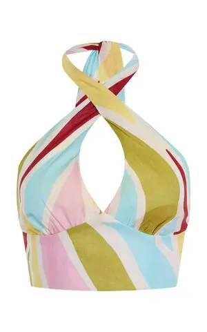 CALA DE LA CRUZ Riviera Olivia Linen Top - Multi