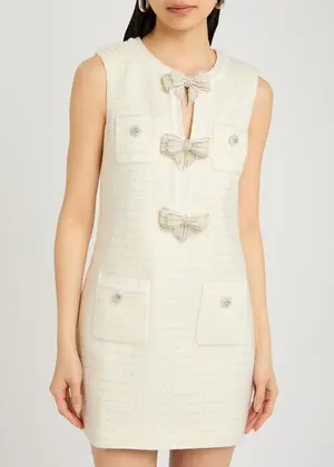 SELF-PORTRAIT Bouclé Mini Dress With Embellished Bows