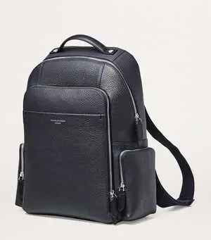 ASPINAL OF LONDON Pebbled Leather Reporter Zipped Backpack