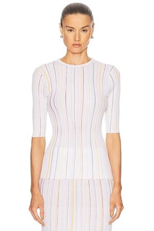 Gabriela Hearst Fitz Short Sleeve Knit Top - Ivory Multi