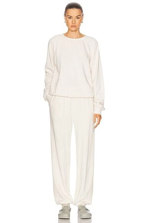 Eterne Oversized Lightweight French Terry Raglan Sweatshirt - Bone
