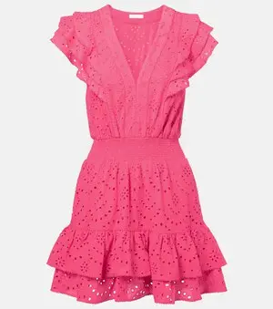Poupette St Barth Camila Shirred Cotton Minidress - Pink