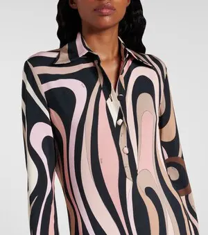 Emilio Pucci Marmo Printed Silk Maxi Shirt Dress