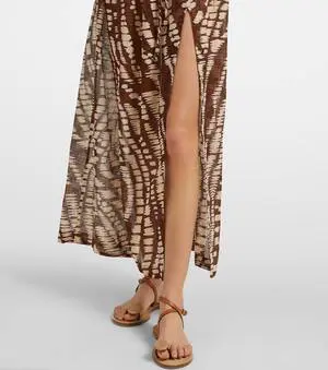 Poupette St Barth Mara Strapless Printed Midi Dress