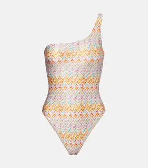 Missoni One-shoulder Chevron Print Swimsuit - Multicoloured