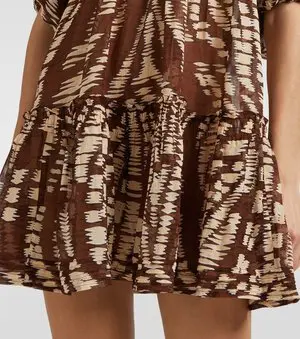 Poupette St Barth Aria Printed Cotton Minidress - Brown