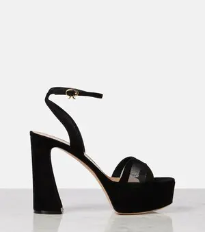 GIANVITO ROSSI Suede And Mesh Platform Sandals