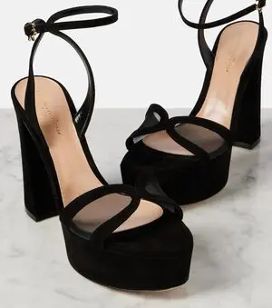GIANVITO ROSSI Suede And Mesh Platform Sandals