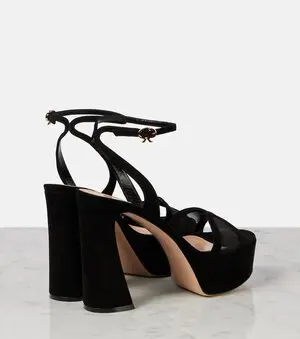 GIANVITO ROSSI Suede And Mesh Platform Sandals