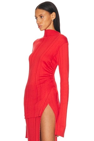 JADE CROPPER Long Sleeve Ribbed Knit Top