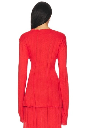JADE CROPPER Long Sleeve Ribbed Knit Top