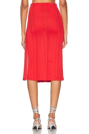 JADE CROPPER Ribbed Knit Midi Skirt With Side Slit