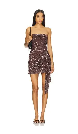 Amanda Uprichard X Revolve Polka Dot Draped Strapless Dress