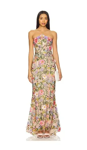 ELLIATT Nydia Gown Floral Embroidered Strapless Maxi Dress - Multi