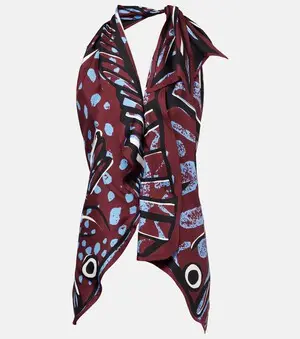 Bottega Veneta Printed Halterneck Silk Twill Top - Multicoloured
